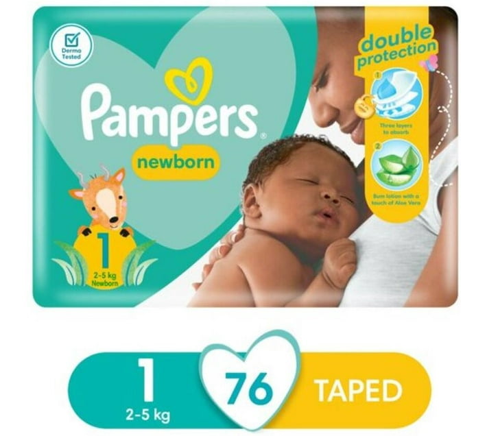 Pampers Disposable Nappy Taped Tape Diapers - 1 (76 Pieces) | Makro