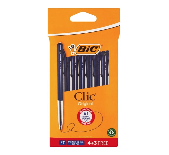 Buy Bic Clic Original Medium Ball Pen 7 Pack Blue in Bulk | Makro Business