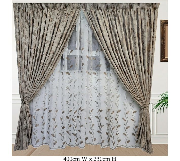 Matoc Designs 230 cm (8 ft) Blends Room Darkening Window Curtain (Floral, Multicolour) | Makro