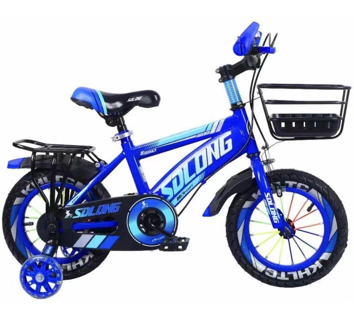 Buy SDLONG Blue Classic Racer Children Bicycle With Basket & Training ...