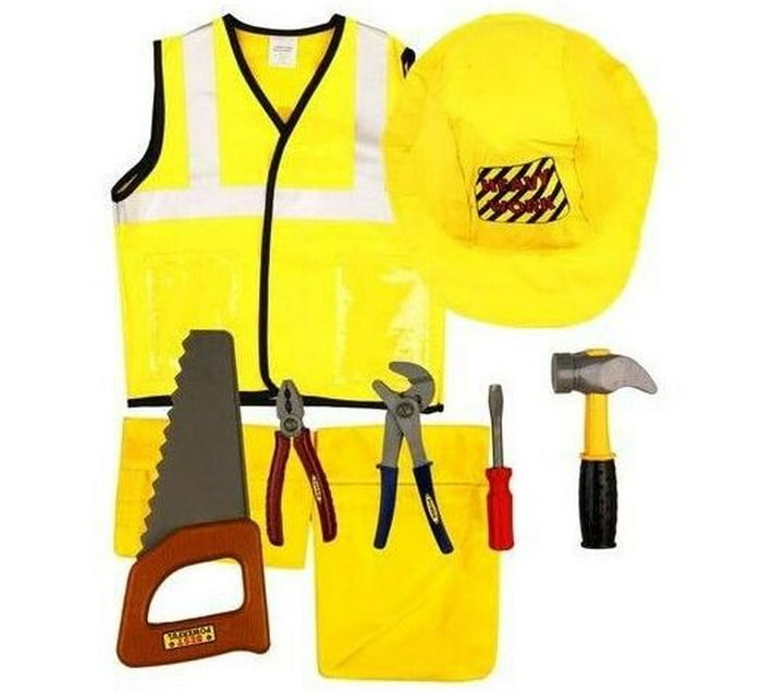Lesheng Construction Worker Role Play Costume Set with Tools Costume ...