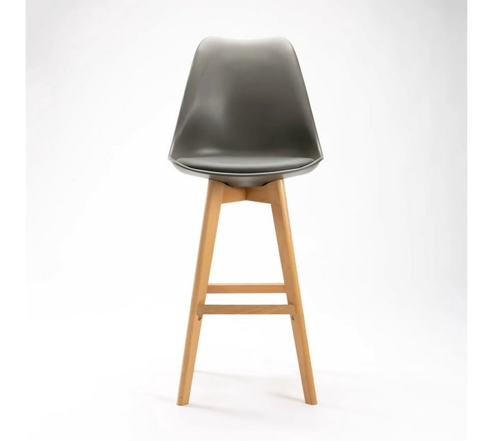 VIVIDITTO Solid Wood Bar Stool (Finish Colour - Grey, Knock Down) | Makro