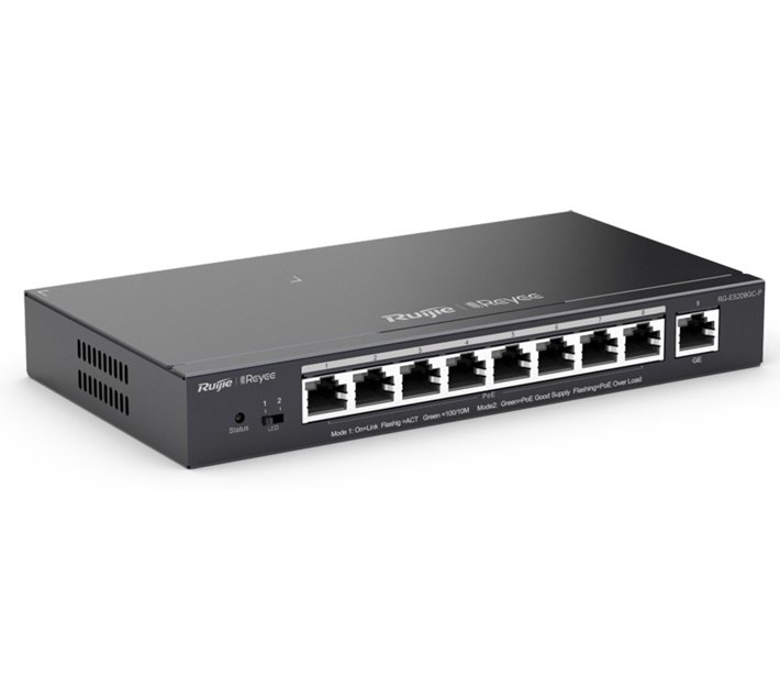 Reyee 9 Port Switch with 8 Port PoE+ Network Switch (Black) | Makro
