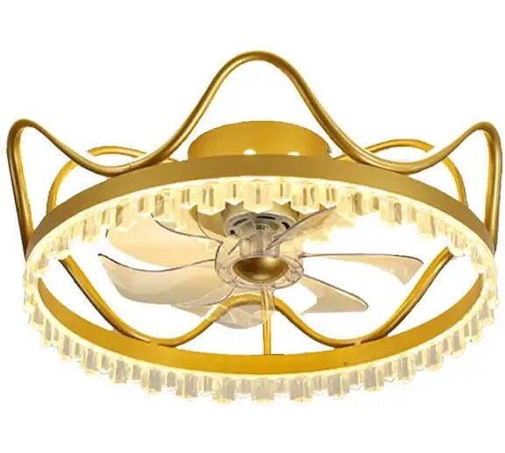 MRUL Modern Golden Crown Ceiling Fan with Lights A 7 Blade Ceiling Fan ...
