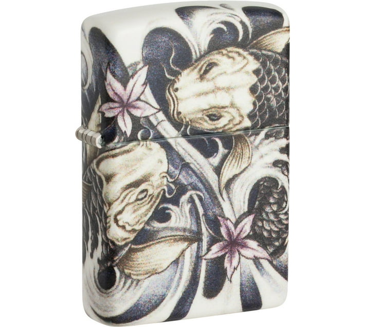 Zippo Koi Fish Design Pocket Lighter (White, Grey, Pink) | Makro