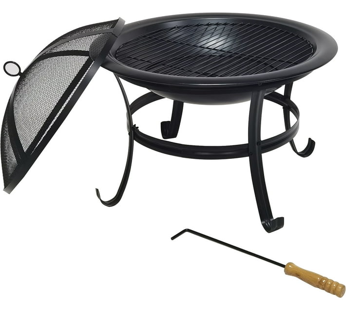 Khaos Solutions FestiveForge Outdoor Fire Pit with Braai Grid, Mesh Lid ...