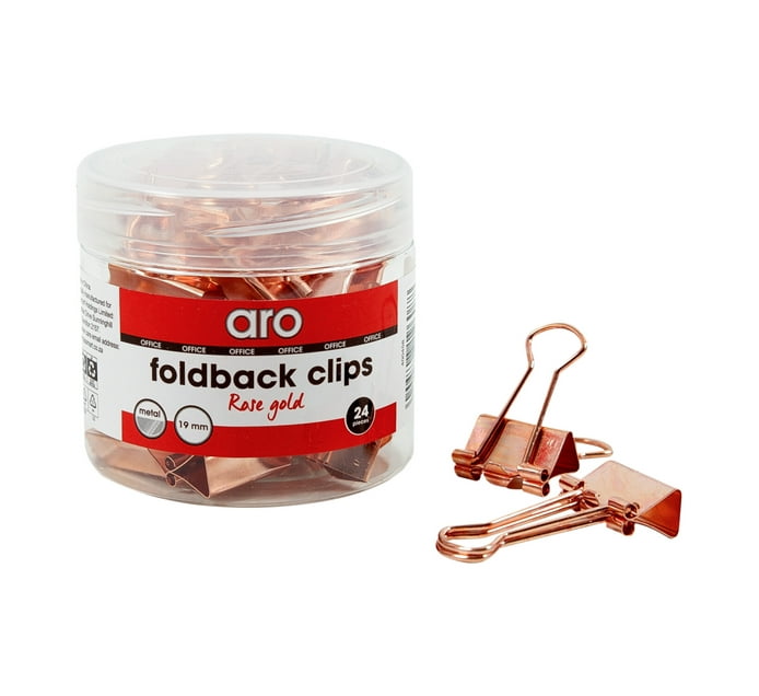 Buy Aro 19mm Rose Gold Metal Foldback Clips 24 Pack in Bulk | Makro ...