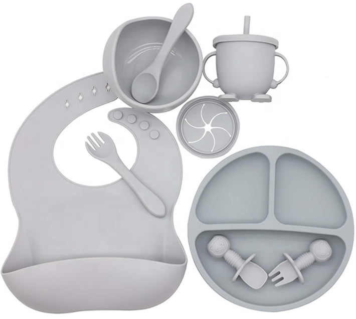 GENERIC 10-Piece Silicone Baby Feeding Set - Blue - PLASTIC (Grey) | Makro