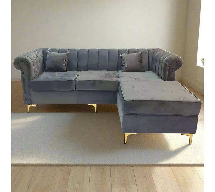 Designer Concepts Latina Universal Stripe Couch-Grey Velvet 3 Seater ...