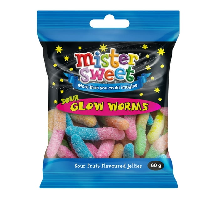 Mister Sweet Mini Prepacks Mini Sour Glow Worm (24 x 60g) | Makro