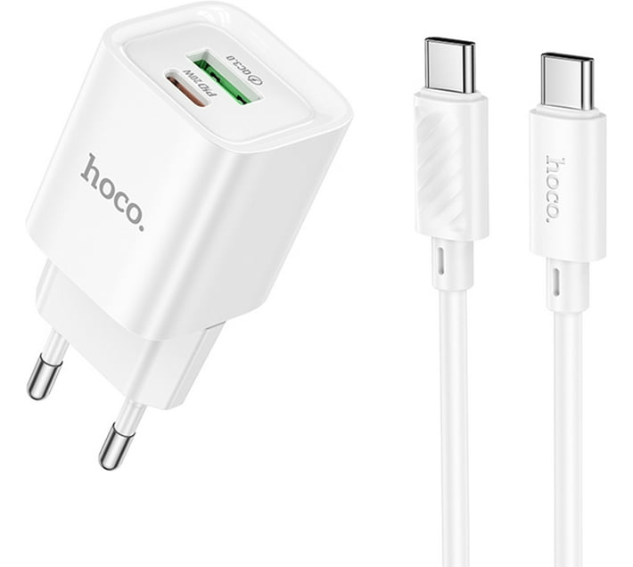 HOCO. Fast Charging 20W Chager With Two Ports And USB-C To USB-C 1m ...