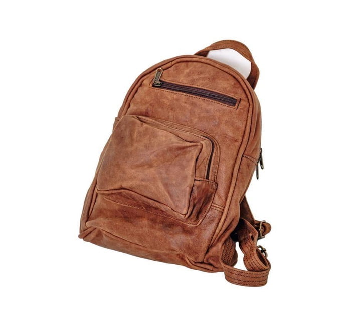 Genuine Brown Leather Backpack | Makro