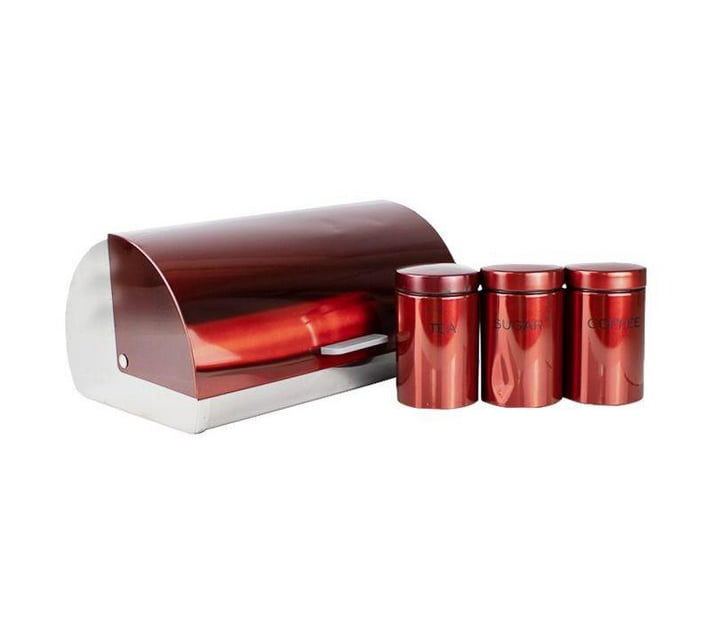 Royal Homeware Rolltop color Breadbin with 3 Piece Canisters-Tea ...