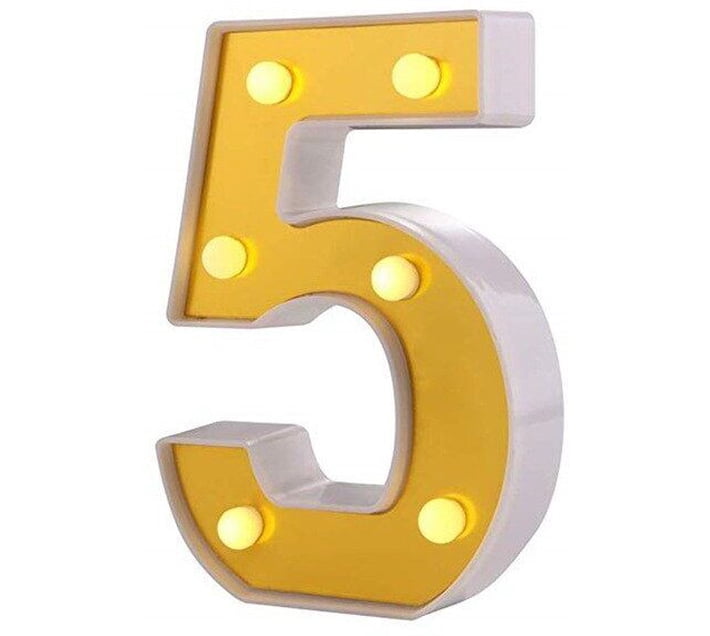 Embellished Number 5 LED Decorative Light (Multicolour, Pack of 1) | Makro