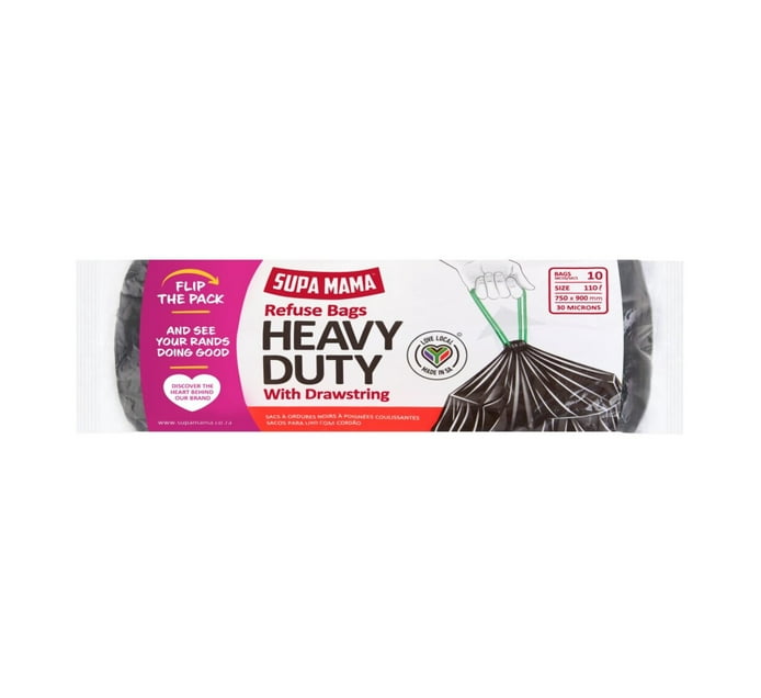 Buy Supa Mama Heavy Duty Refuse Bags With Drawstring 10 x 110L in Bulk ...