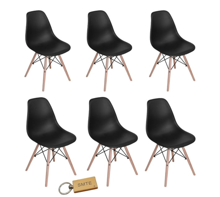 Someones In A Makro Global 6 Piece Wood Legs Chairs Black Smte