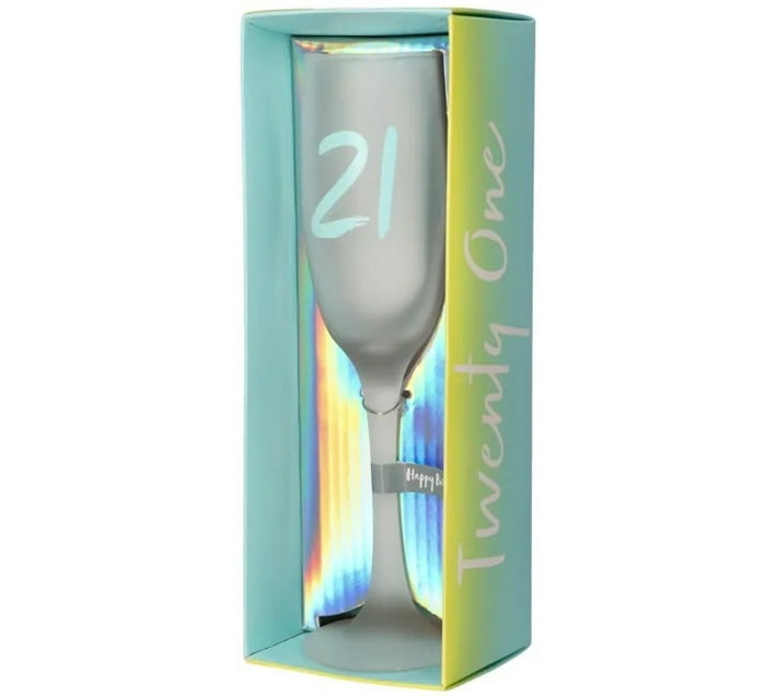 DH 21st Happy Birthday Champagne Glass (220 ml, Glass, Clear) | Makro