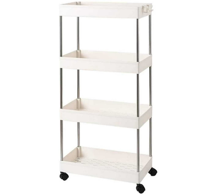 Generic FU-88 Large Four-Tier Plastic, Stainless Steel Kitchen Trolley ...