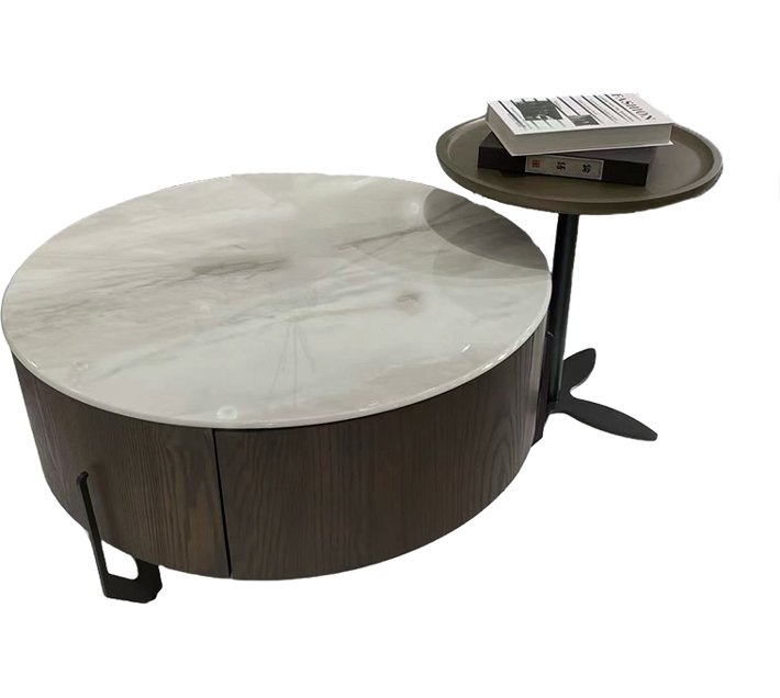 WOODLY Nesting Coffee Stone Side Table (Finish Colour - Grey, Pre ...