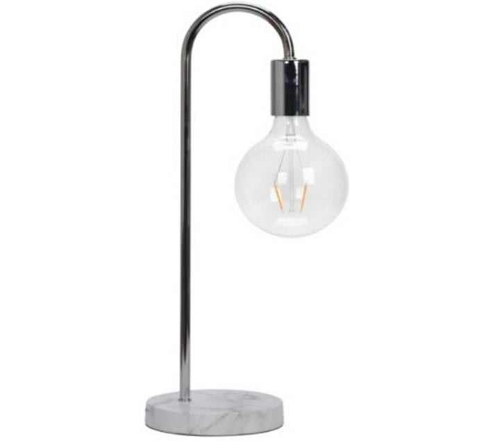 Danny Home Silver & White Table lamp 48.5cm Night Lamp (48.5 cm, Silver ...