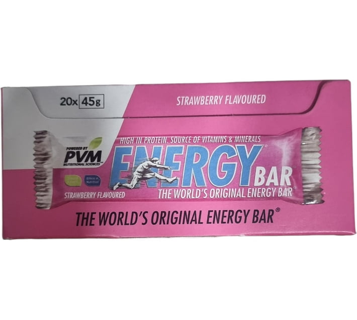 PVM Energy Bar Strawberry (20 x 45g Bars) Bakery Biscuit | Makro