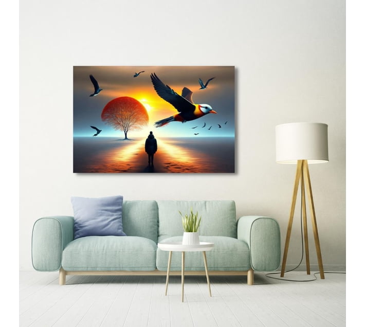 Someone’s in a Makro Canvas Wall Art Framed Size A0 - The Journey Home Mood