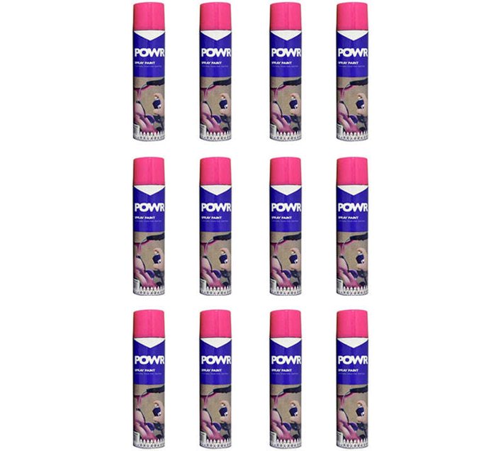 POWR Spray Paint Fluorescent Yellow 300ml ( 12 Pack ) Gloss Flammable ...