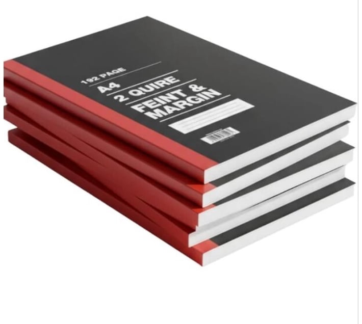 Buy Generic Pack of 5, 2 Quire A4 Notebook Feint & Margin (Black, Red ...