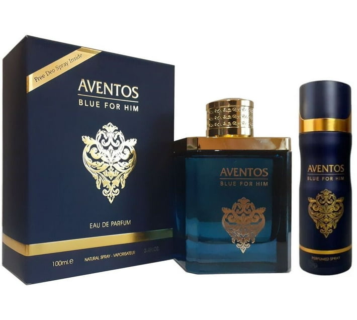 Fragrance World Perfumes Aventos Blue For Him Parfum With Deo Spray Eau ...
