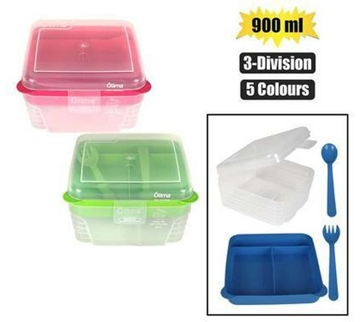Otima Lunch box 3-division meal box 900ml 1 Containers Lunch Box (900 ...