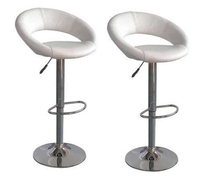 Smte -2 Piece Faux Leather Swivel Bar Stool - White | Makro