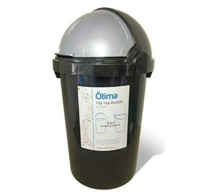 otima dustbin flip-lid 25L 111653 Plastic Dustbin (Black) | Makro