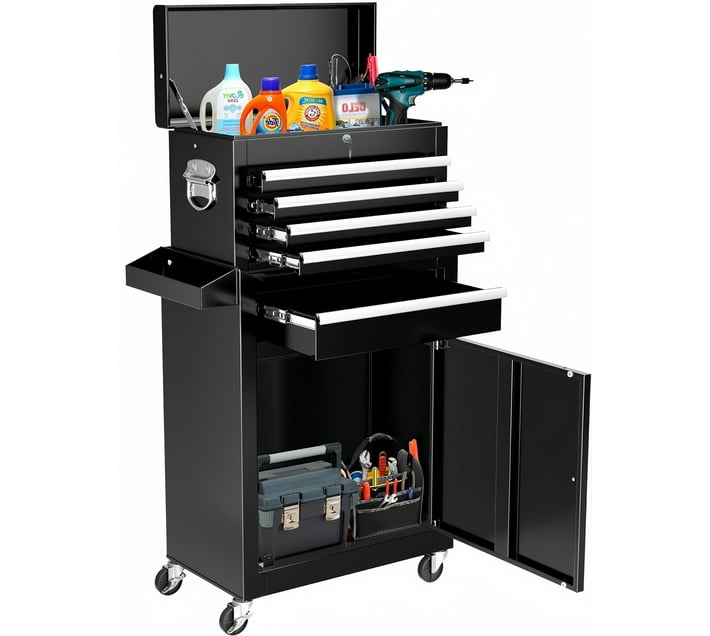 Steel Furniture Warehouse Steel 5-Drawer Rolling Tool Chest Detachable ...