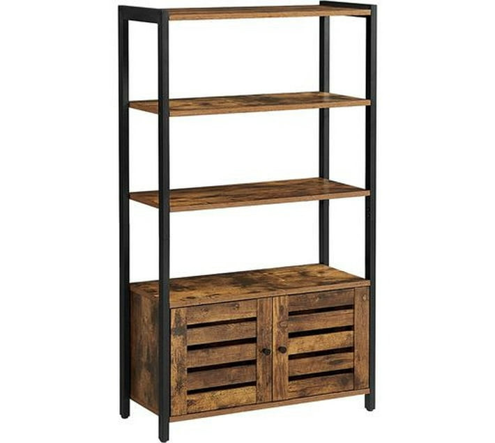 Bookshelf Storage Cabinet with 3 Shelves and 2 Doors | Makro