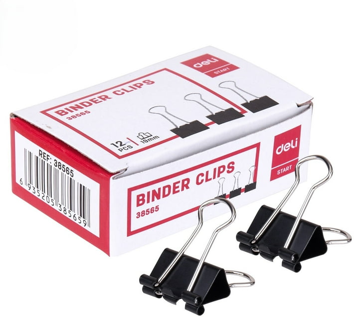 Deli 19 Metal Binder Clip (12, Black) | Makro