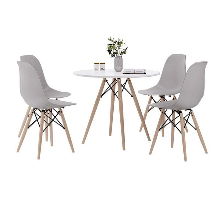 Round Table And Wooden Leg Chairs 5 Pieces Makro