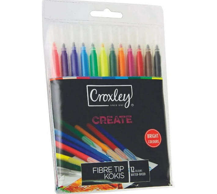 Croxley Fibre Tip Markers-12 pieces (Multicolour) | Makro