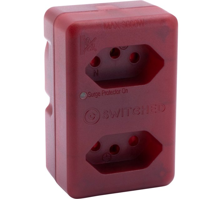 SWITCHED High Surge 2 Way Network Router Safe Adaptor Power Plug (Red ...
