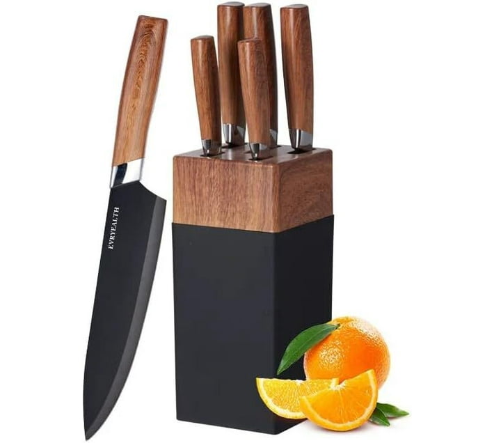 generic 6 Piece Kitchen Knife Sets With Block Peeler Premium Stainless ...