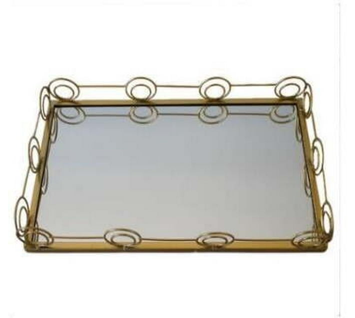 Perfect Dealz Rectangular Gold Mirror Tray Medium Tray () | Makro