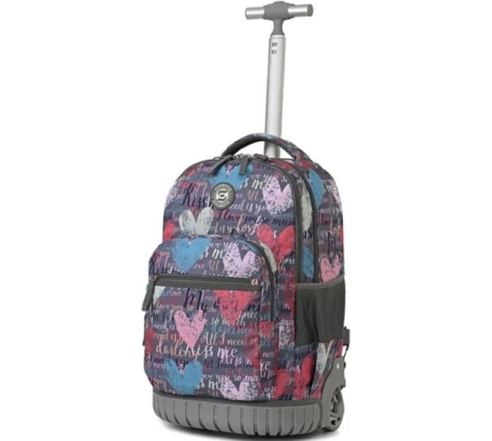 New Kings School Bag Luggage Rolling Backpack 30 l Backpack (Grey, Pink ...