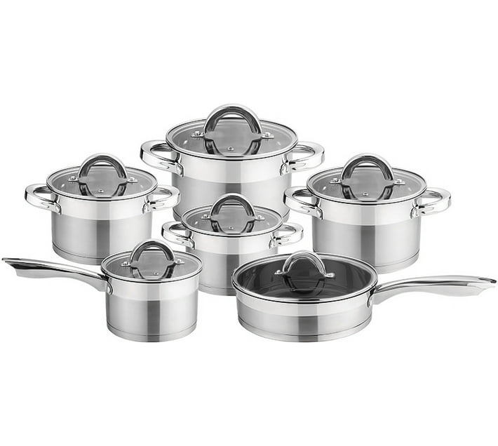 SK Home HF-103 Stainless Steel, Glass Cookware Set (12 - Piece) | Makro