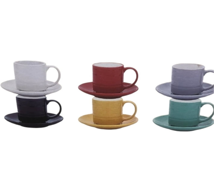 Danny Home Pack of 12 Ceramic (Multicolour, Cup and Saucer) | Makro