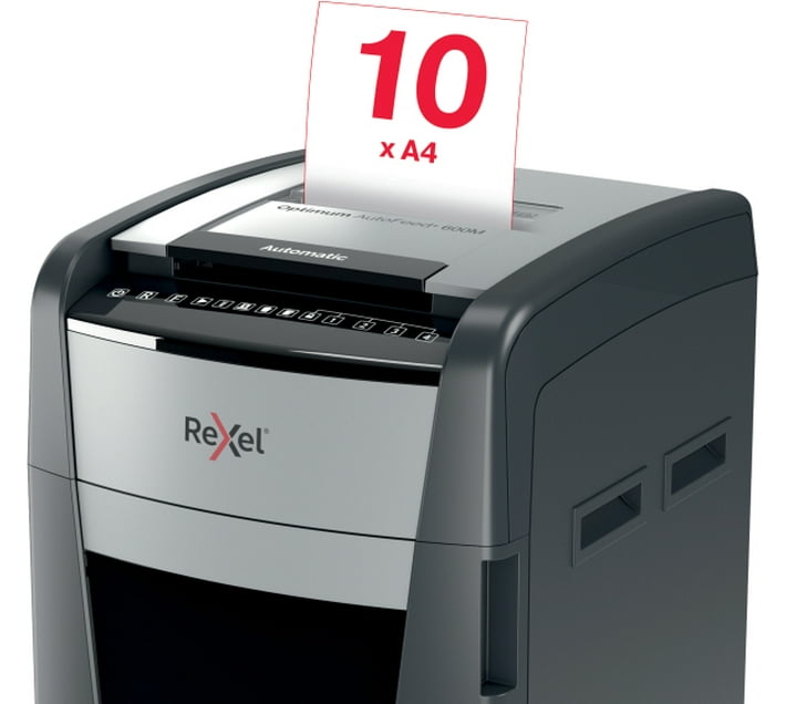 Rexel Optimum AutoFeed+ 600M Automatic Micro Cut P5 Paper Shredder ...
