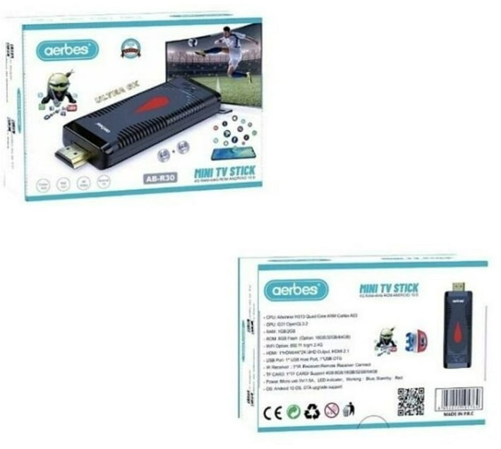 Aerbes AB-R30 Min Stick 4GB Ram Android 10.0 TV Remote Controller ...
