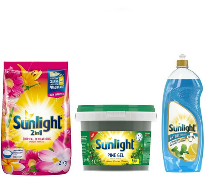 Sunlight 2kg Hand Wash Powder, Pine Gel Multipurpose Cleaner 1L, 750ml ...