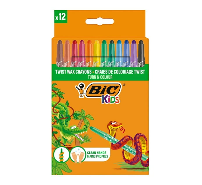 Buy Bic Kids Turn and Colour Retractable Wax Crayons 12 Pack in Bulk ...