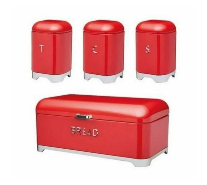 Someone’s in a Makro Homepro - 4pc Modern Bread Bin Canister Set - Red Mood