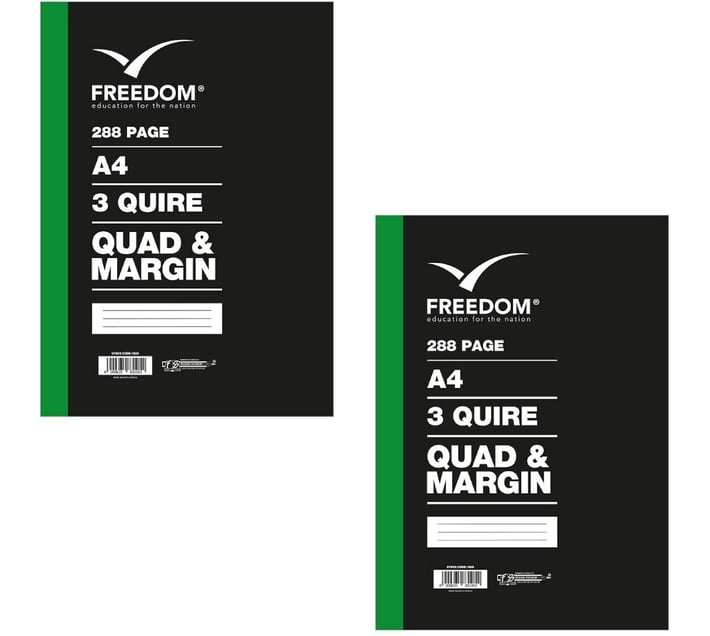 Freedom 3 Quire / 288 Pages Counter Books A4 Notebook Quad and Margin ...