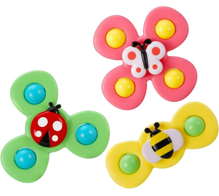FocusBaby Suction Cup Insect Spinner Toy Shapes Toys (Gree, Red, Yellow ...